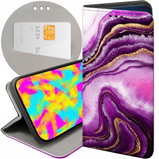 Etui Z KlapkĄ Do Samsung Galaxy S24 Wzory RÓŻowy Marmur Purpura RÓŻ