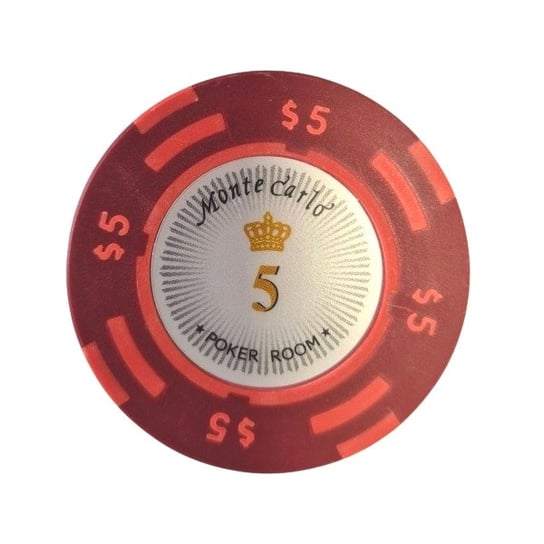 EVERGREEN Żeton Monte Carlo Poker 14g Nominał 5$ Czerwony 25 SZT ...