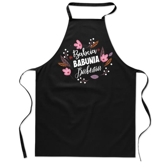 FARTUCH KUCHENNY czarny BABCIA BABUNIA prezent dla Dzień kwiaty FA_418 ...