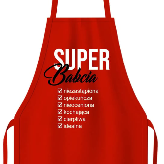 FARTUCH KUCHENNY CZERWONY IDEALNY NA PREZENT DLA BABCI WYSOKA JAKOŚĆ ...