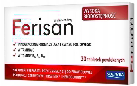 Ferisan, Żelazo kwas foliowy witamina C i B, 30 tab. | Sklep EMPIK.COM