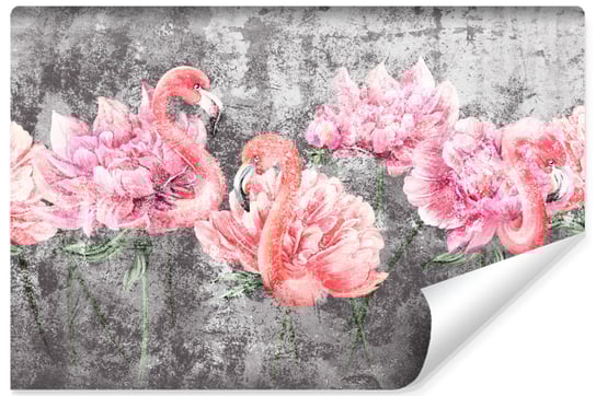 Fototapeta Do Jadalni Flamingi Piwonie Peonie Beton Mural Abstrakcja 315cm X 210cm - Muralo ...