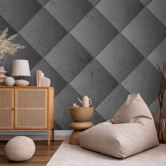 Fototapeta - Szara symetria - geometryczny wzór w deseń z betonu z ...