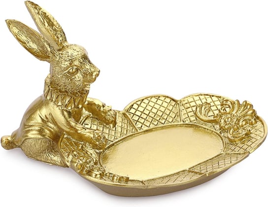 Golden Rabbit Statue, Jewelry Ring Tray Trinket Stand Decorative ...