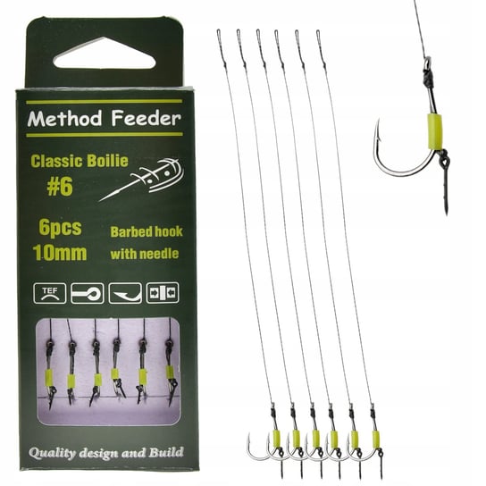 Gotowe Przypony method feeder 10 cm Haczyki z zadziorem #6 i igłą 8mm 6szt - Angel sport | Sport ...
