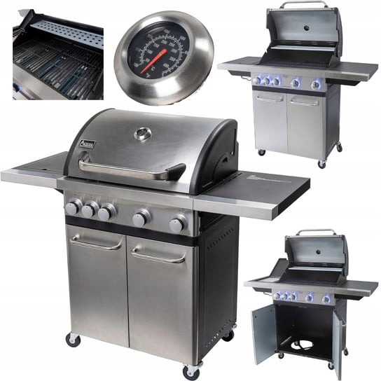 Grill gazowy SILVER STAR 500 palniki 4+1 12,8 kW SREBRNY - Activa | Sklep EMPIK.COM