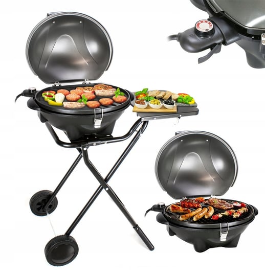 GRILL ogrodowy elektryczny 2w1 duży rozkładany + koła do transportu ...