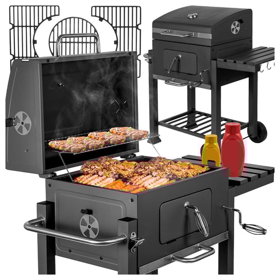 Grill Węglowy Ogrodowy z Pokrywą Popielnikiem Termometrem - MalTec ...