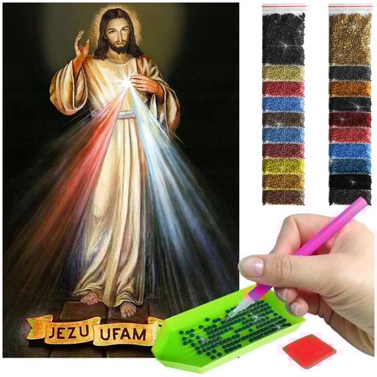 Haft Diamentowy ARTULIO, Obraz DIY 5D, Diamond Painting, Mozaika diamentowa 40x60cm (Jezu Ufam ...