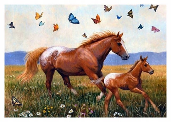 Haft diamentowy mozaika diamentowa zestaw xxl 5d dla dzieci 30*40 konie - KREOleo | Sklep EMPIK.COM