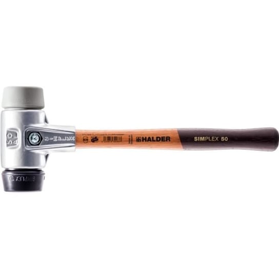 HALDER SIMPLEX Młotek Wypełniony gumą / TPE średni z aluminiową obudową i drewnianą rączką - D ...