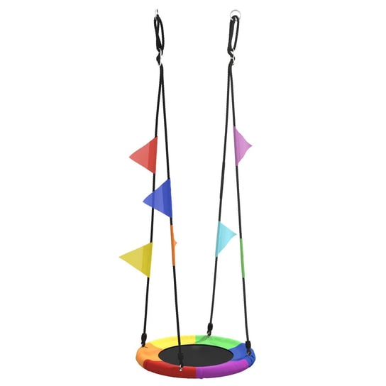 Huśtawka gniazdowa vidaXL z flagami, wielokolorowa, Ø 60 cm, 100 kg ...