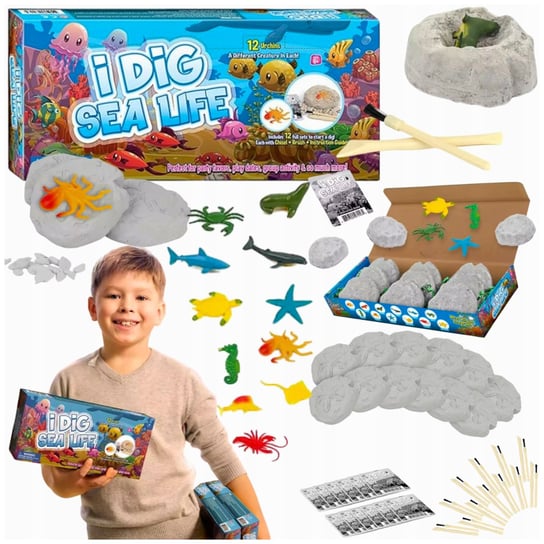 I DIG SEA LIFE Zestaw Mały Archeolog 12 Skamielin Gipsowych Kopalnia ...