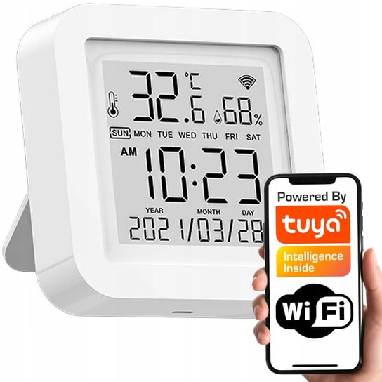 Inteligentny Czujnik temperatury wilgotności zegar USB WiFi TUYA Smart ...