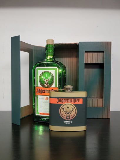 JAGERMEISTER BOX Metalowa ZŁOTA ZIELONA PIERSIÓWKA + Lampka LED NA ...