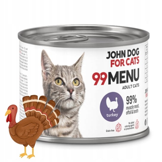 John Dog For Cats 99 Menu Karma Mokra Dla Kota Indyk 200 G - Reddy ZOO ...