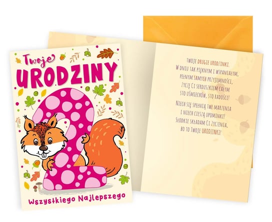 Karnet PR-439 Urodziny 2 (cyferki, wiewiórka) - Kukartka | Sklep EMPIK.COM