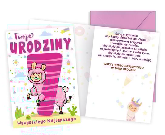 Karnet PR-449 Urodziny 7 (cyferki, lama) - Kukartka | Sklep EMPIK.COM