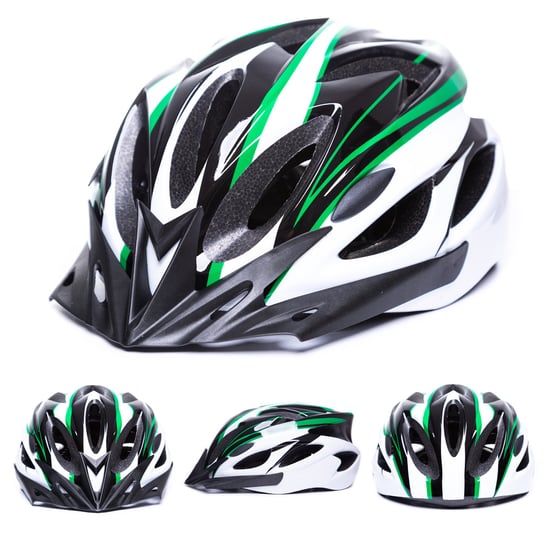 Kask rowerowy - KASK ROWEROWY KOLARSKI LEKKI REGULOWANY - BIAŁO-ZIELONY ...