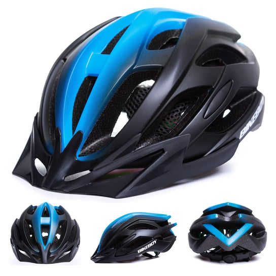 Kask rowerowy - KASK ROWEROWY LEKKI REGULOWANY Z DASZKIEM - CZARNY ...
