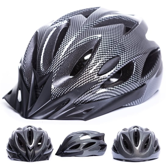 Kask rowerowy męski damski CARBON SZARY miejski regulowany M L 54-62 cm ...