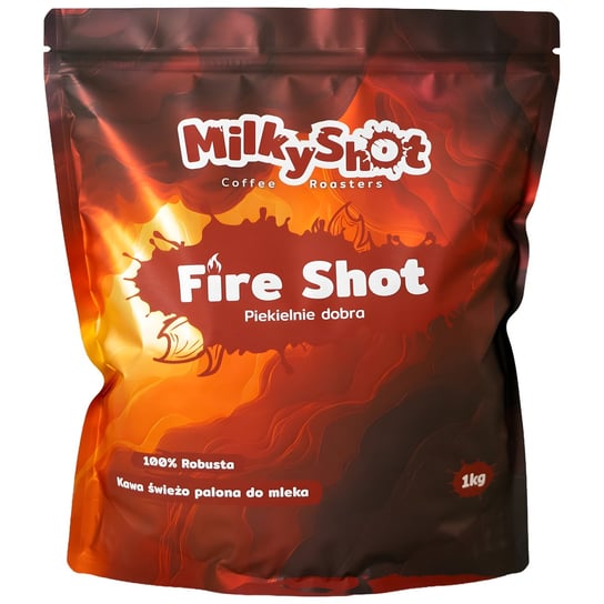 Kawa ziarnista do mleka Fire Shot 1kg z palarni MilkyShot Świeżo palona ...