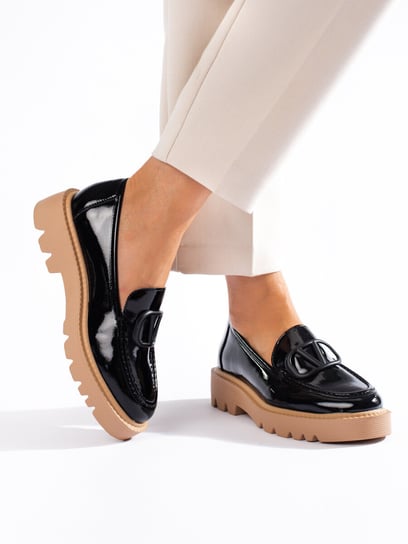 Klasyczne damskie mokasyny na platformie czarne Vinceza-37 - VINCEZA | Moda Sklep EMPIK.COM