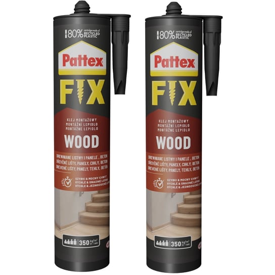Klej montażowy PATTEX Fix Drewno, 2 szt. - 385g klej do drewna ...