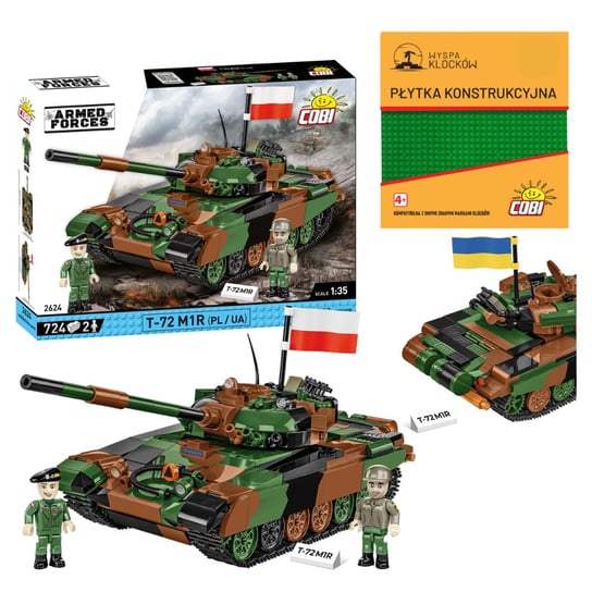 Klocki Cobi 2624 Czołg T-72M1R Pl/Ua 2 Figurki 2 Flagi Wojskowy Armia ...
