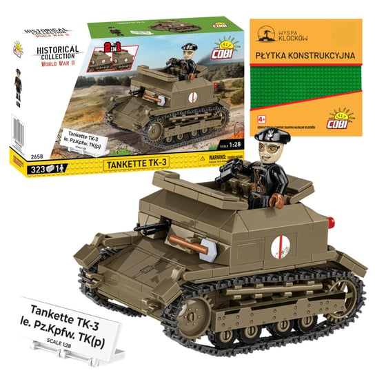 KLOCKI COBI 2658 TANKIETKA Czołg Tankette Tk-3 HC WW2 323 El. + PŁYTKA ...