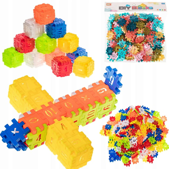 Klocki Konstrukcyjne WAFLE Puzzle 170el duży worek klocki edukacyjne ...