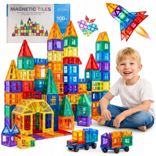 KLOCKI MAGNETYCZNE 3D MAGNETIC TILES KOSNTRUKCYJNE ZESTAW XXL 100 el ...
