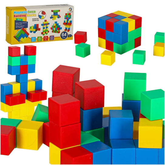 Klocki magnetyczne sześcienne 64 el. - ikonka | Sklep EMPIK.COM