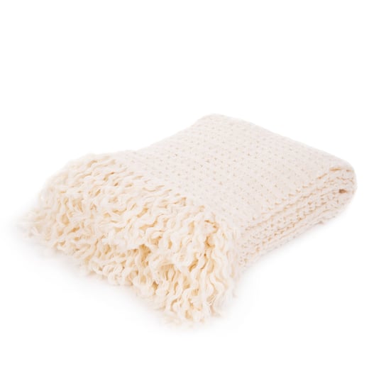 Koc MORIN pleciony beżowy z frędzlami 130x170 cm HOMLA - Homla | Sklep ...