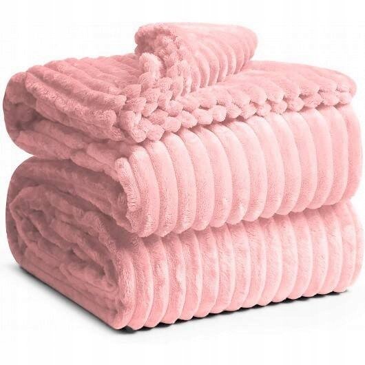 Koc Narzuta 180X200 Cm Prążkowany Miękki Ricky Velvet Różowy Pink - Pan ...