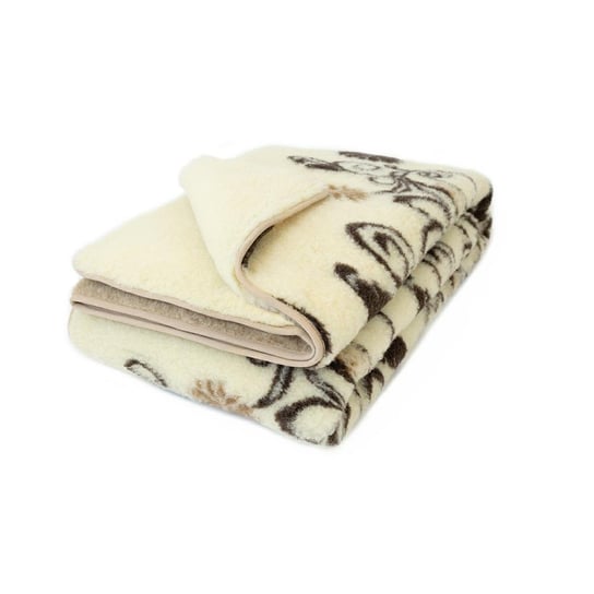 Kołdra wełniana merynos 140x200 Sofio kremowa brązowa ornamenty Wyroby rehabilitacyjne i ...