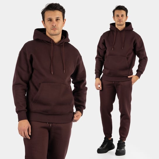 Komplet Dresowy Męski Ocieplany Rozpinany Basic Brązowy Fabregas L ...