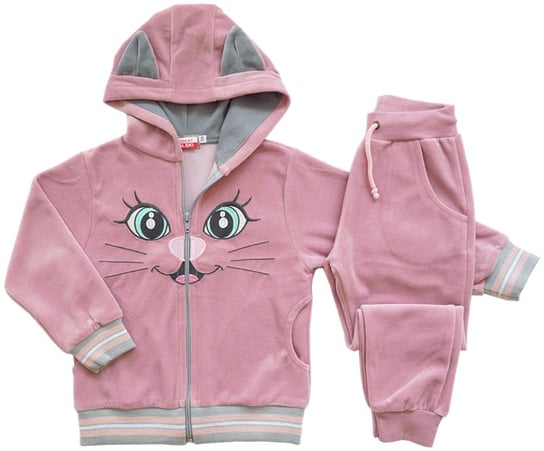 Komplet Dresowy WELUROWY dla Dziewczynki z Haftowanym Kotkiem polski ...