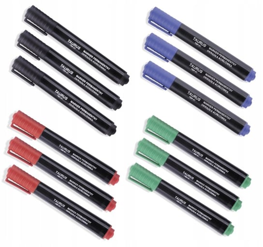 Komplet markery permanentne 4 kolory 1-3mm 12szt - Inny producent ...