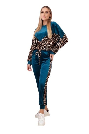Komplet welurowy z motywem panterki morski - Kesi | Moda Sklep EMPIK.COM