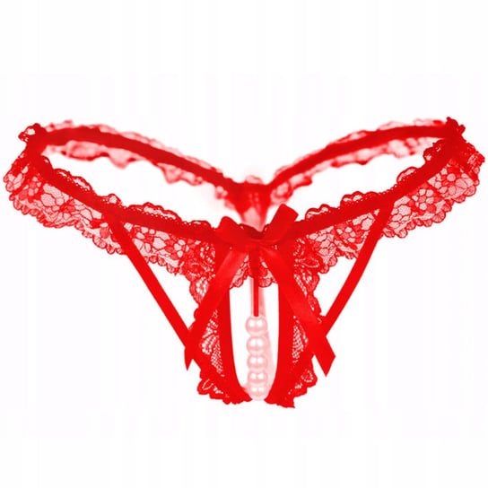 Koronkowe stringi czerwone z perełkami - Luvu | Moda Sklep EMPIK.COM