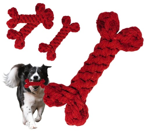 Kość zabawka dla psa kość ze sznurka mocna 15 cm bordowa - Brexitaw ...