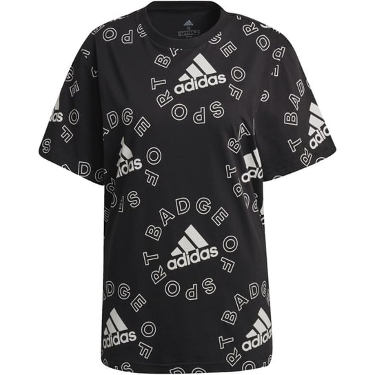 Koszulka damska adidas SPORTSWEAR ESSENTIALS LOGO AOP czarna HC9187-S ...