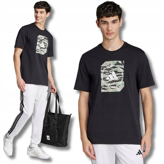 Koszulka Męska Adidas Sportowa Krótki Rękaw T-Shirt Bawełniana Czarna ...