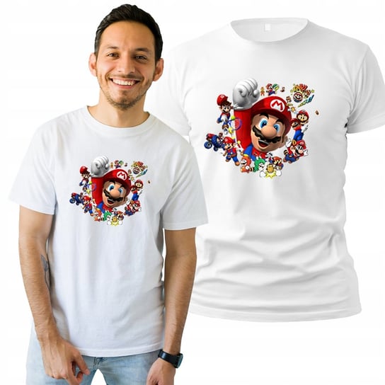 Koszulka Męska Bawełniana T-shirt Prezent Urodzinowy Postać Mario Bros ...