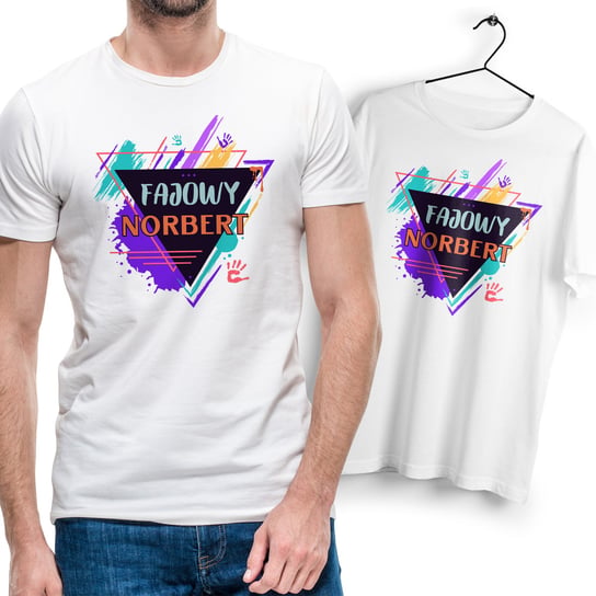 Koszulka Męska Biała Dla Norberta T-Shirt z Nadrukiem Zdjęciem Na ...