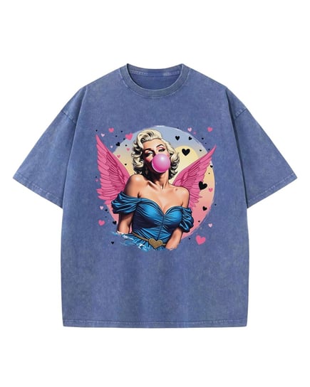 Koszulka oversize efekt sprania Piękna Marilyn Monroe niebieski XXL ...