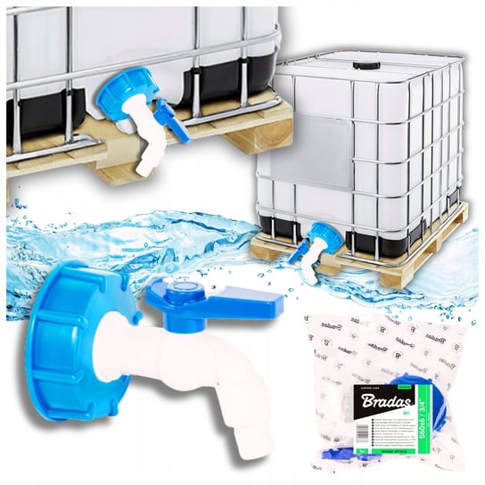 KRAN DO MAUZERA PLASTIKOWY ZAWÓR 1000L IBC ZESTAW NA GWINT S60x6-3/4 - BRADAS | Sklep EMPIK.COM