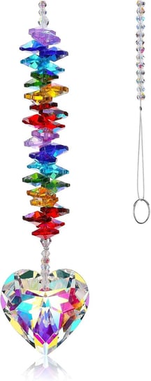 Kryształowy łapacz słońca w kształcie tęczy, wiszący na okno pryzmat z ...