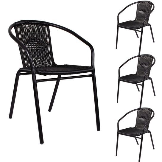 Krzesła ogrodowe 4 szt. metalowe na taras czarne zestaw - Springos | Sklep EMPIK.COM